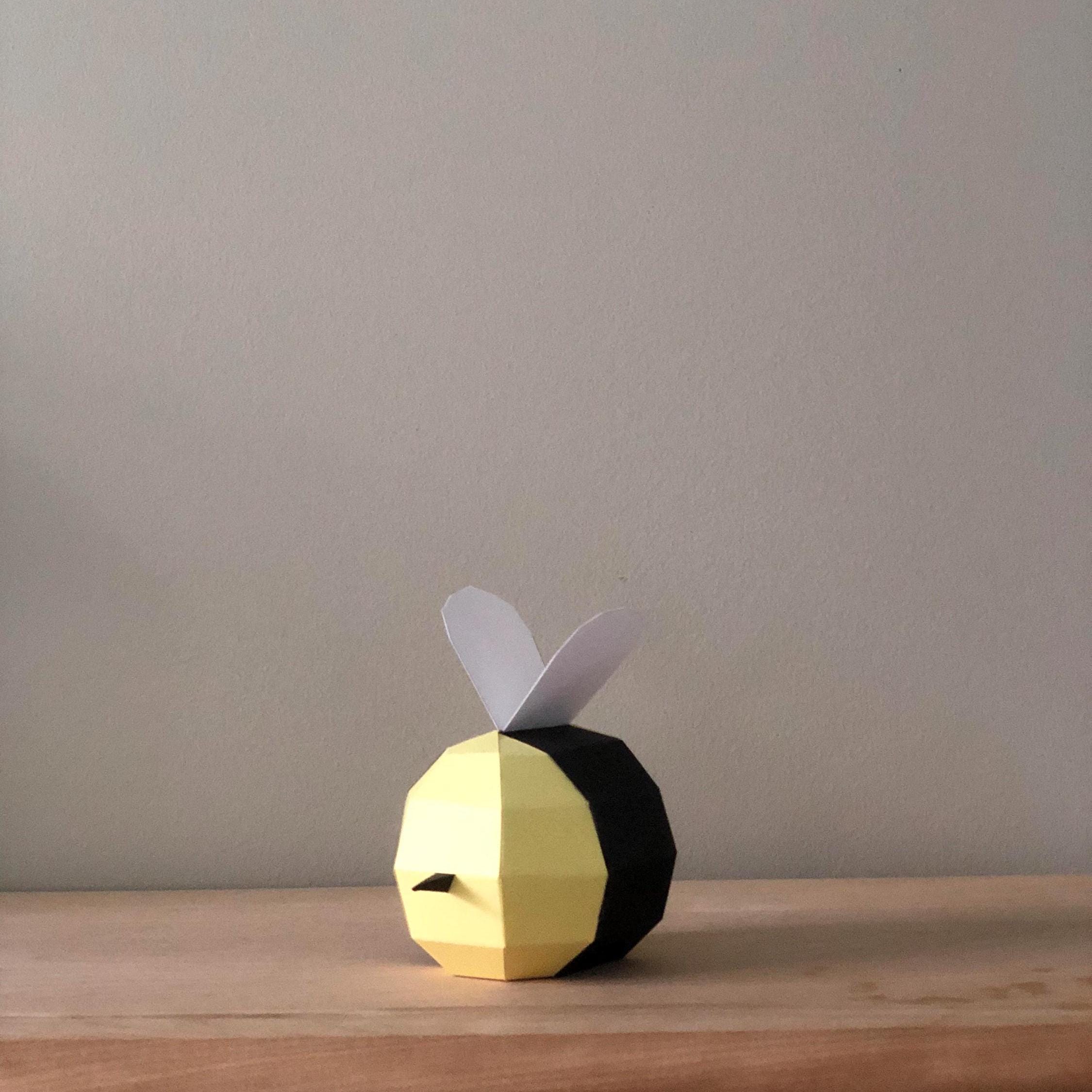 Bee 3D Low Poly Papercraft Model Printable PDF Template DIY Craft - Etsy