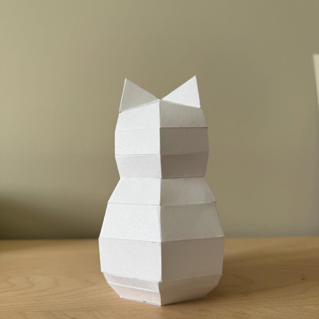 Cat 3D Low Poly Papercraft Model Printable PDF Template DIY Craft - Etsy