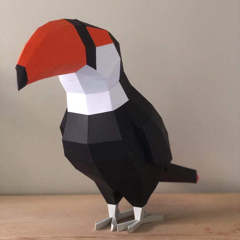 Toucan 3D Low Poly Papercraft Model Printable PDF Template DIY Craft - Etsy
