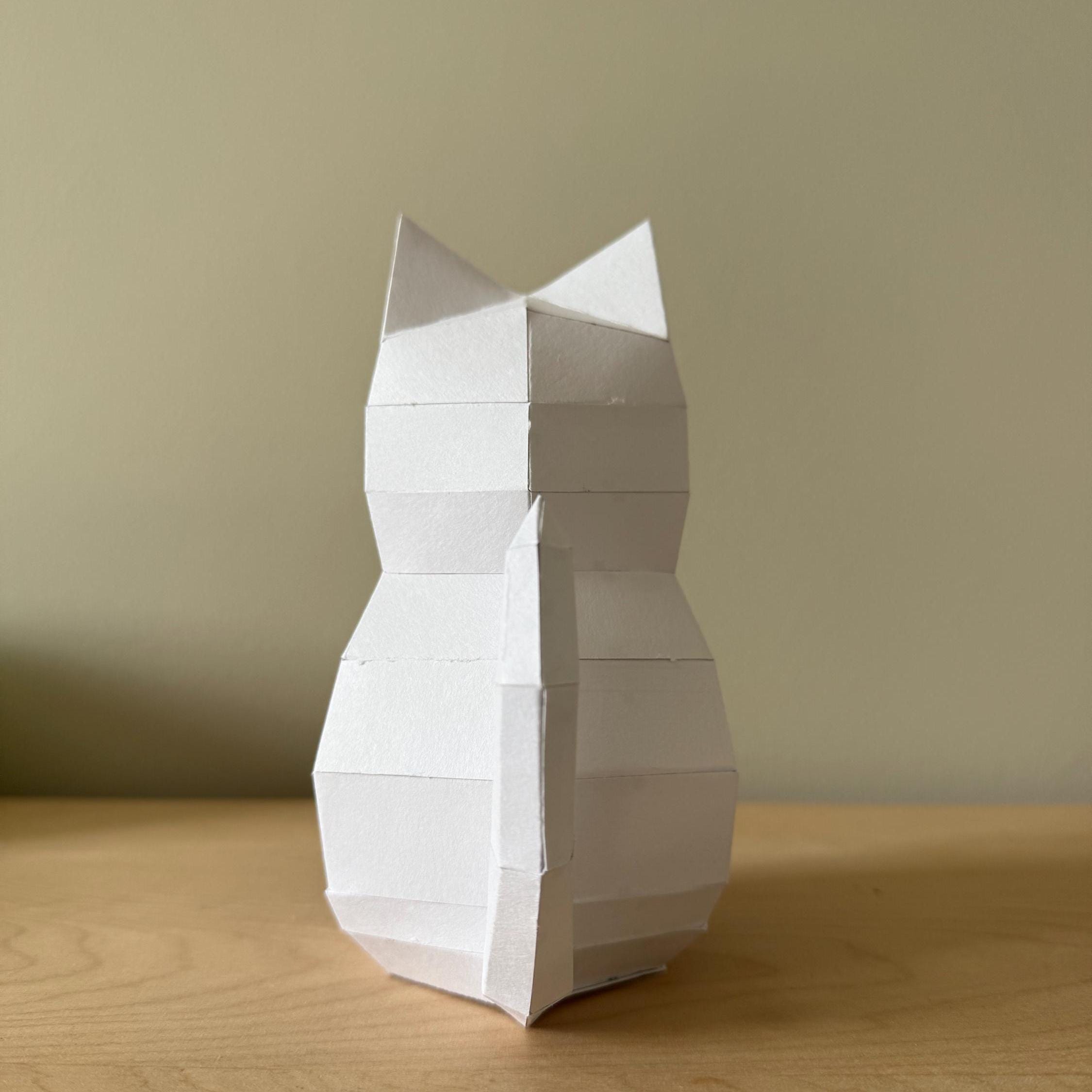 Cat 3D Low Poly Papercraft Model Printable PDF Template DIY Craft - Etsy