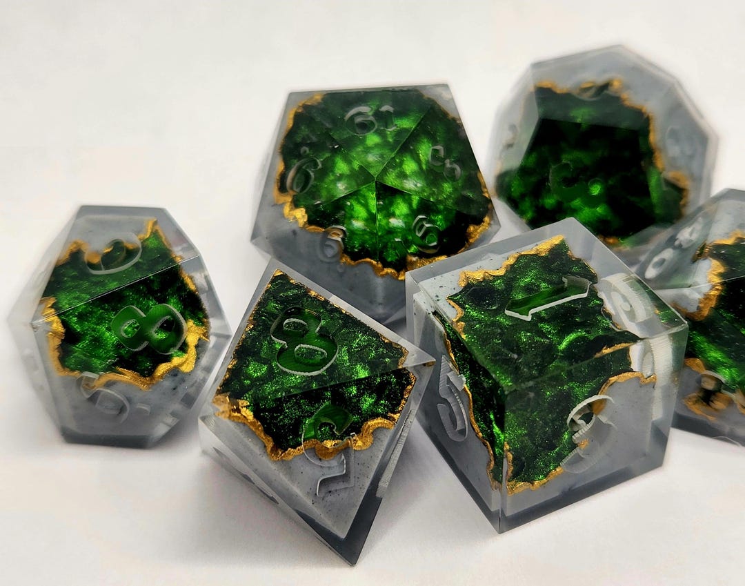 Emerald Shard Dice Set - Etsy