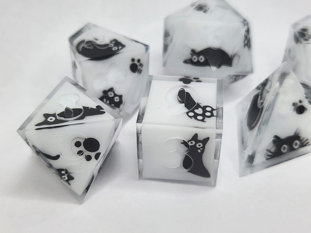 Black and White Cats Dice Set - Etsy