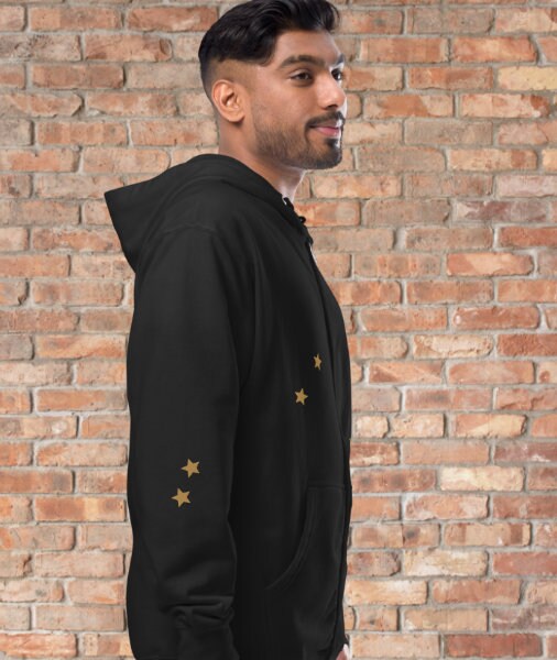 STAR Unisex Fleece Zip up Hoodie, STAR Graphic on Front, Back, and Arms ...