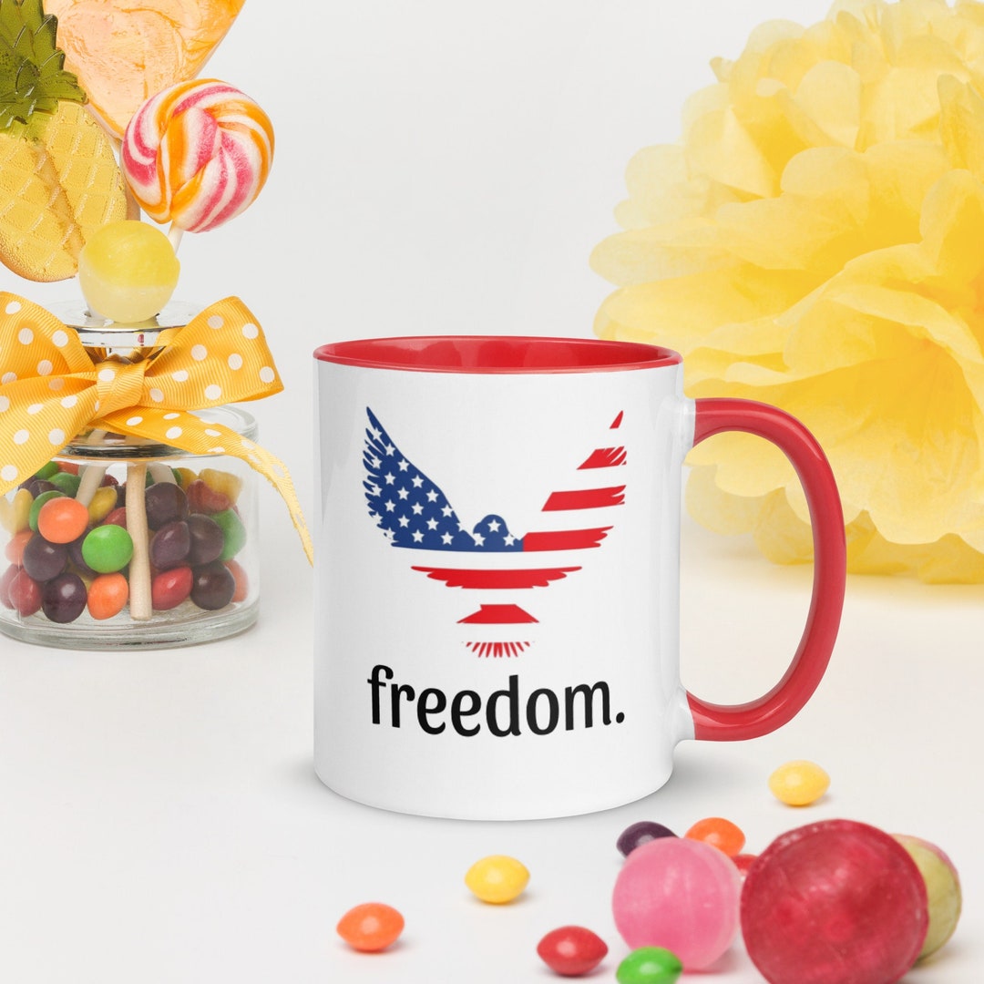 FREEDOM Mug With Color Inside, Gift for Patriot, USA Coffee Mug ...