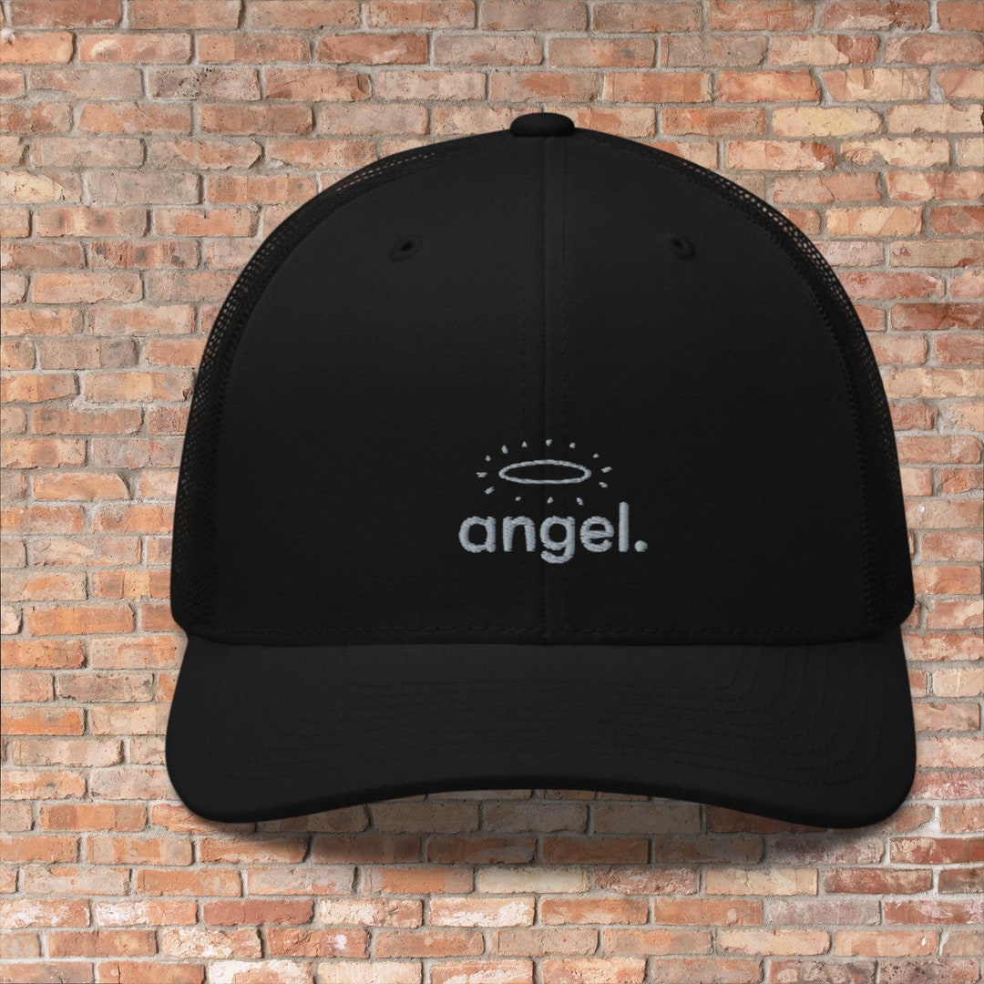ANGEL WITH HALO Trucker Cap, Baseball Hat With Word- Angel and Halo Hat ...