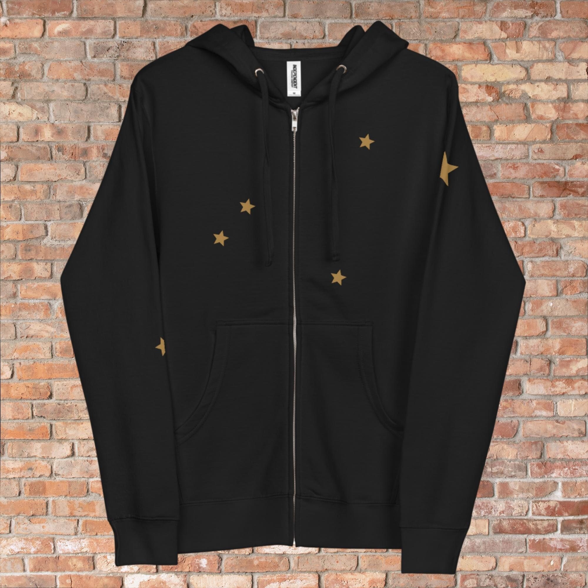 STAR Unisex Fleece Zip up Hoodie, STAR Graphic on Front, Back, and Arms ...