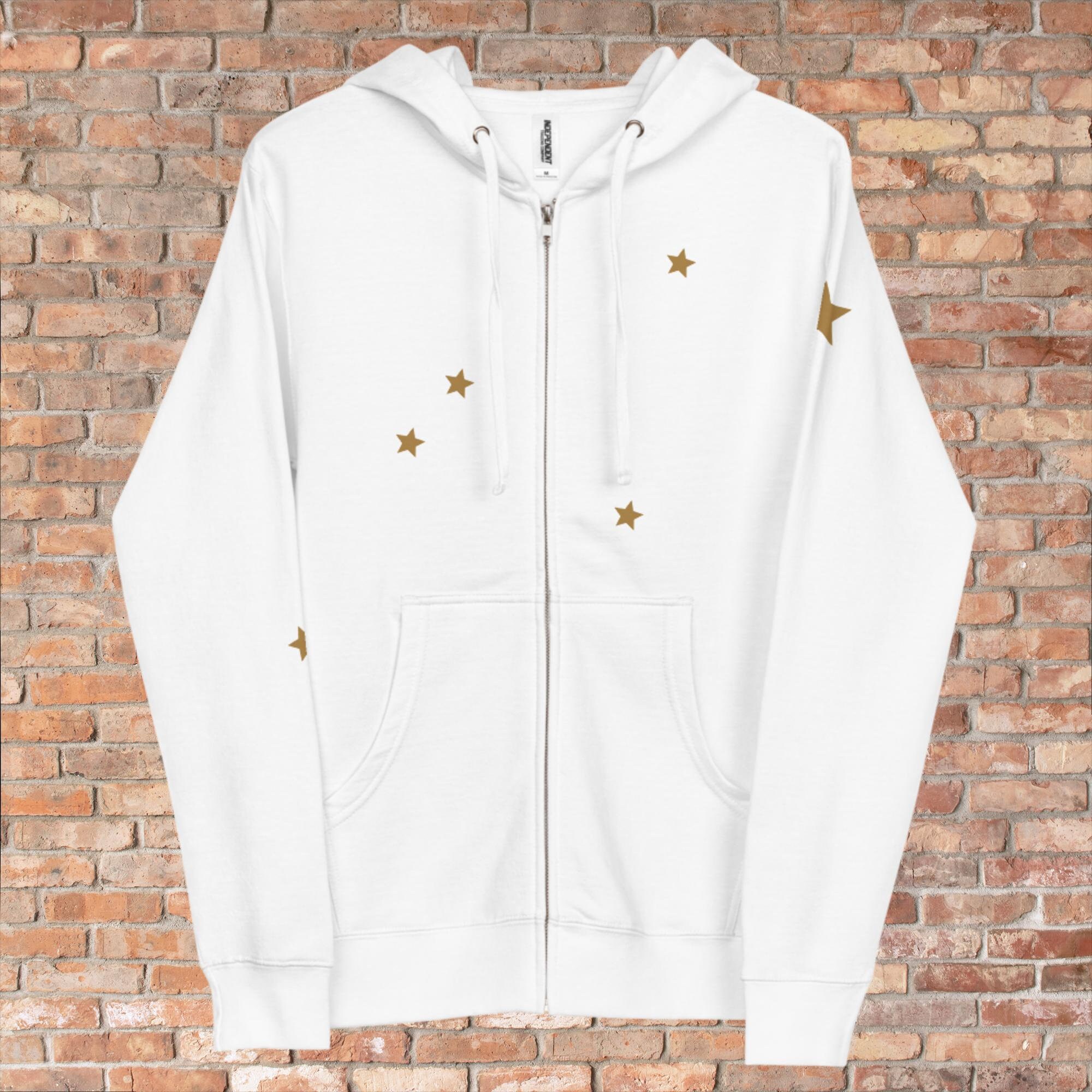 STAR Unisex Fleece Zip up Hoodie, STAR Graphic on Front, Back, and Arms ...