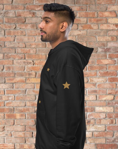 STAR Unisex Fleece Zip up Hoodie, STAR Graphic on Front, Back, and Arms ...
