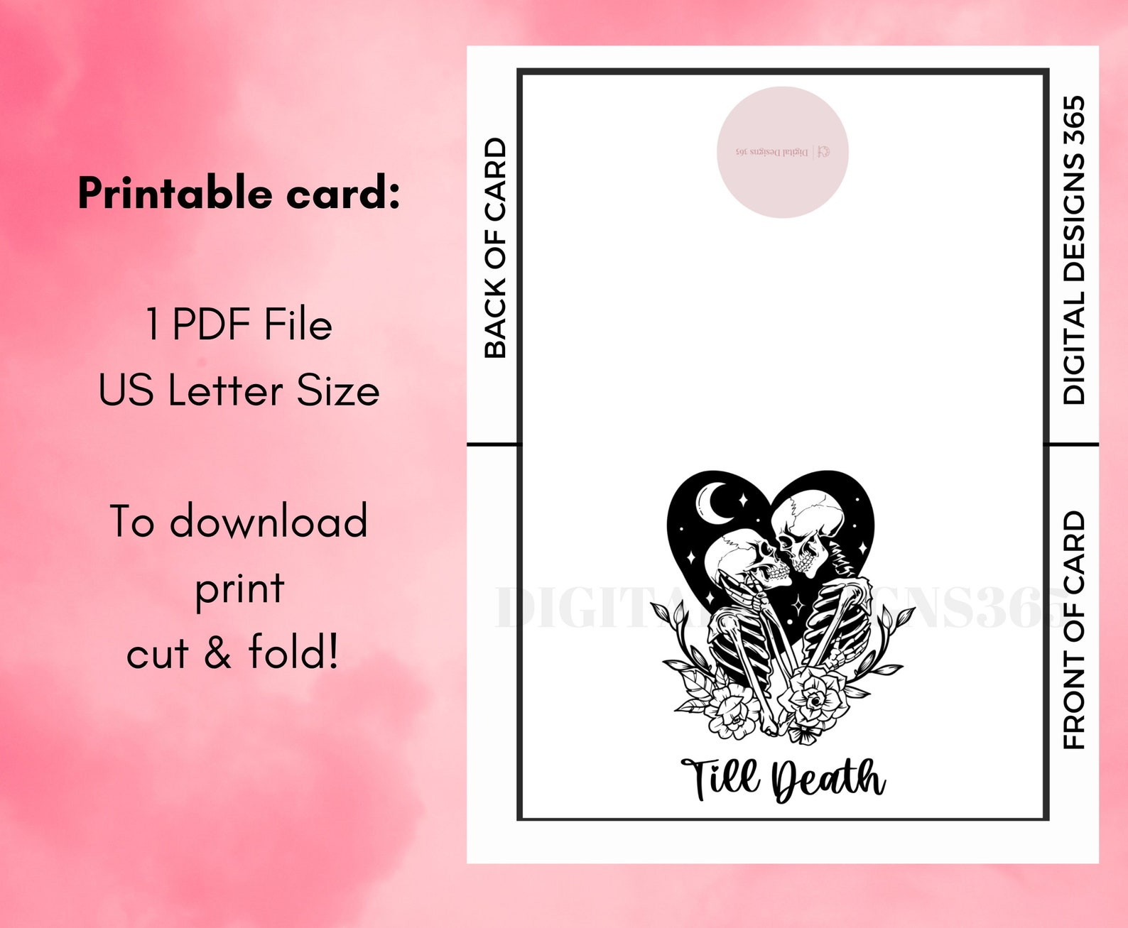 Till Death Card, Till Death Do Us Part, Gothic Valentine Card, Gothic ...