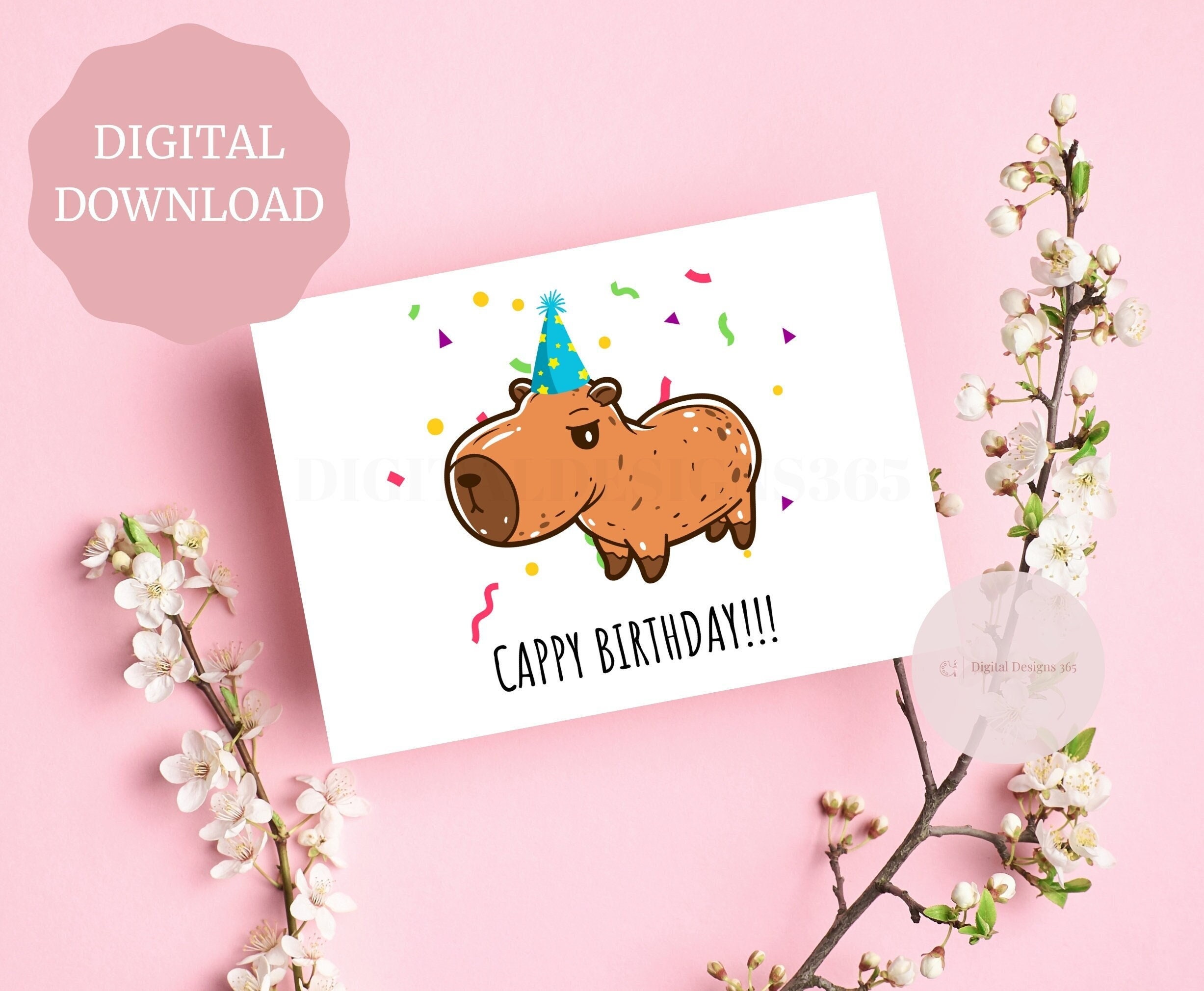 Happy Birthday Greeting Card, Capybara Birthday Card, Funny Animal ...