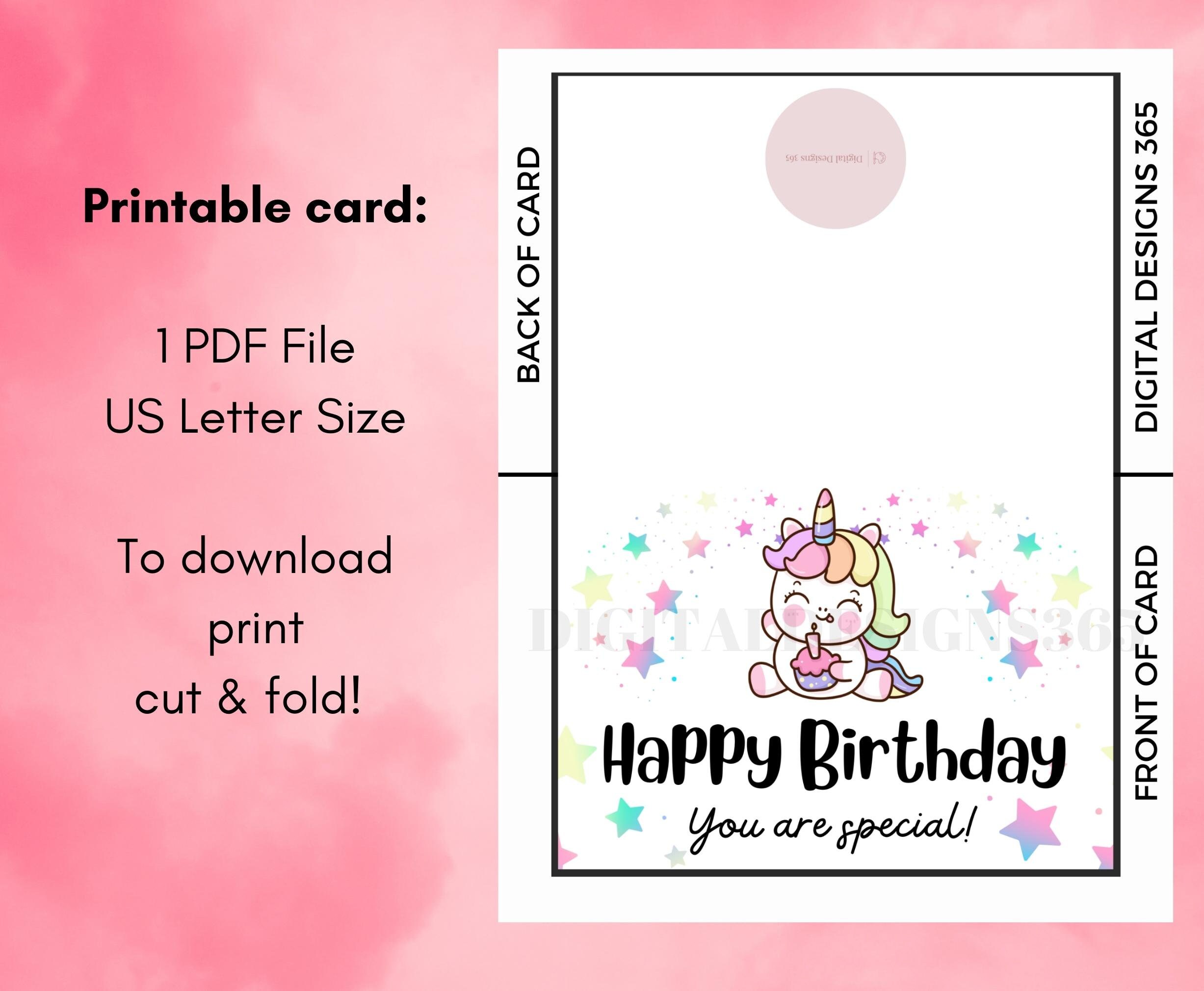 Unicorn Printable Birthday Card Kids Happy Birthday Card DIY - Etsy