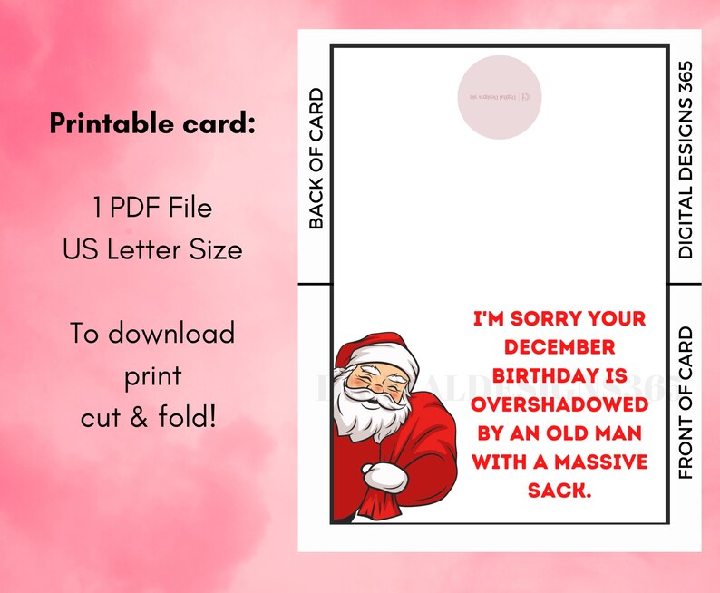 Funny December Birthday Card, Funny Birthday Card, Funny Santa Card ...