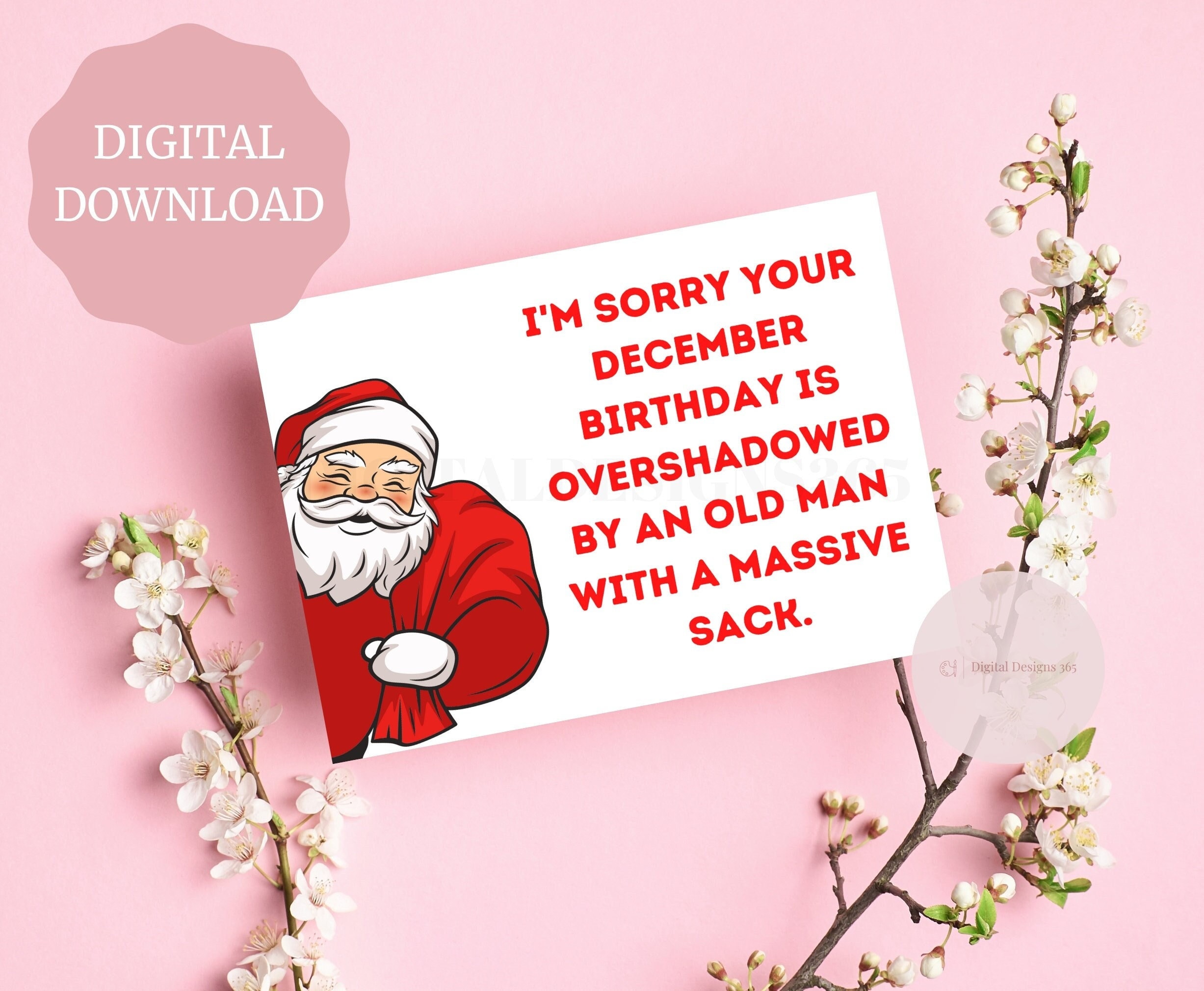 Funny December Birthday Card, Funny Birthday Card, Funny Santa Card ...