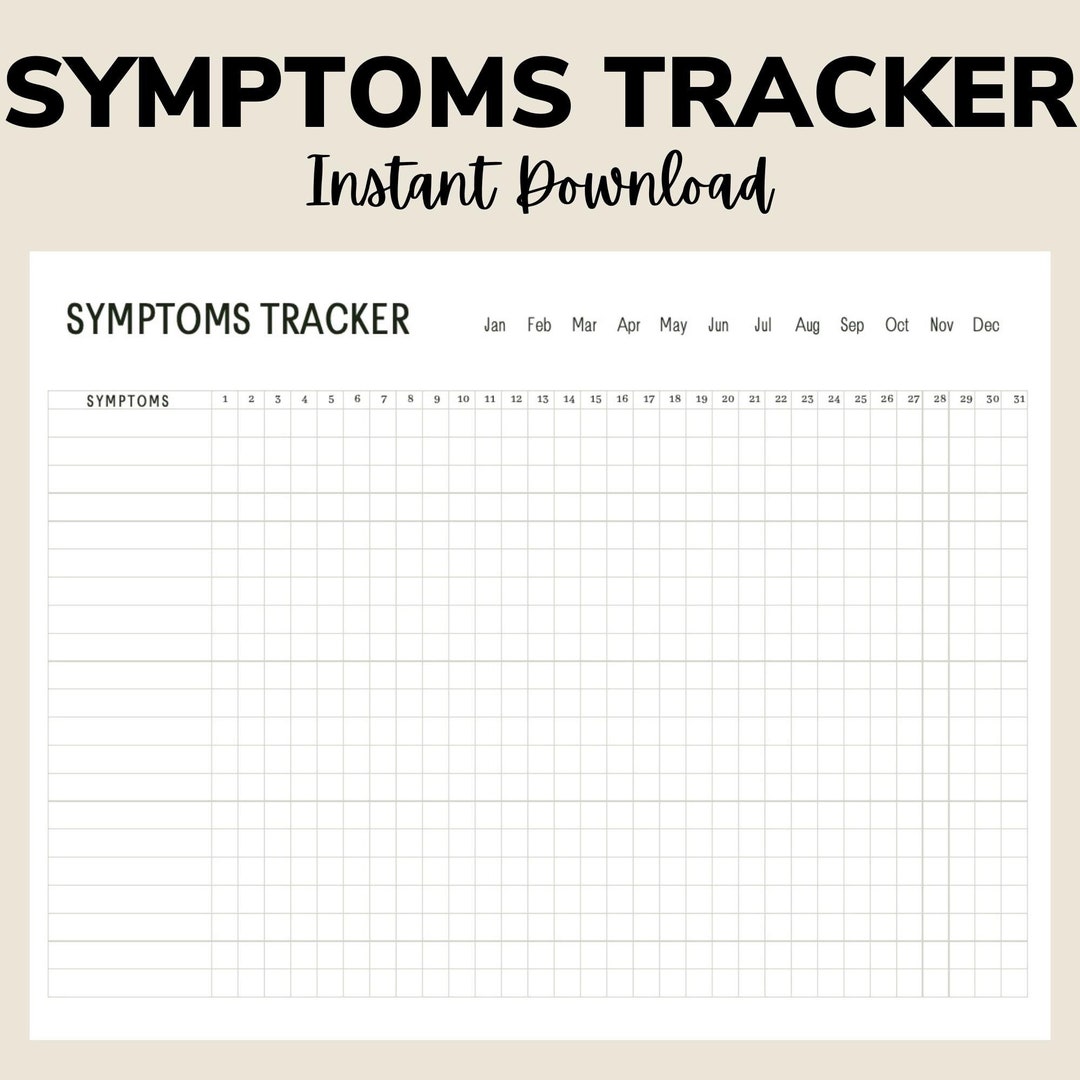Symptoms Tracker Log Printable Landscape, Symptom Frequency Tracker ...