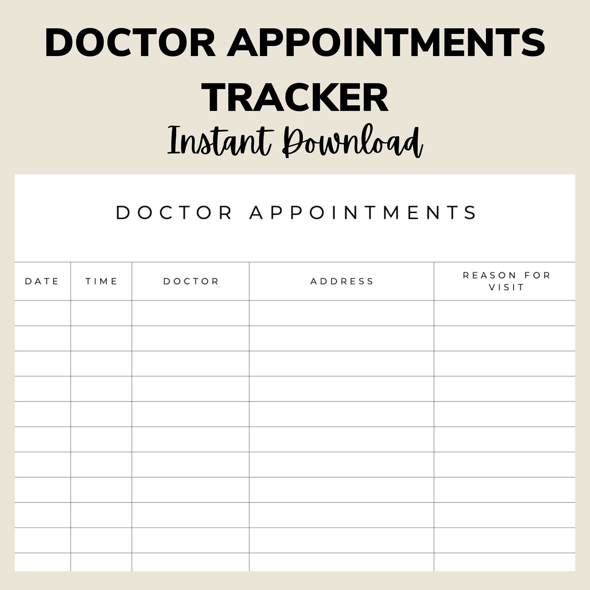 Doctor Appointments Tracker PDF, Doctor Visits Tracker, Medical ...