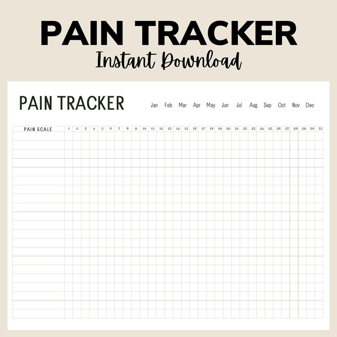 Pain Tracker Printable Landscape, Pain Frequency Tracker, Pain Journal ...
