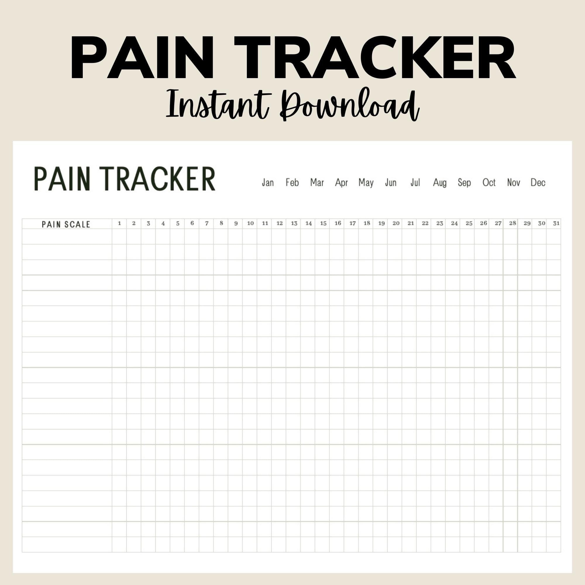 Pain Tracker Printable Landscape, Pain Frequency Tracker, Pain Journal ...