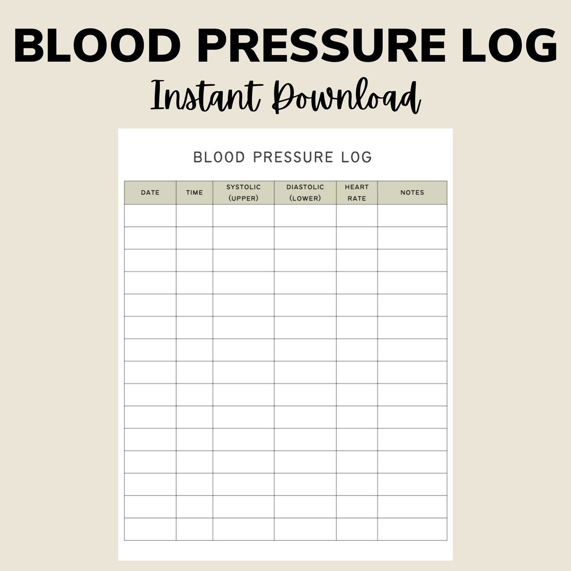 Blood Pressure Log Printable Digital. Blood Pressure Tracker. Medical ...
