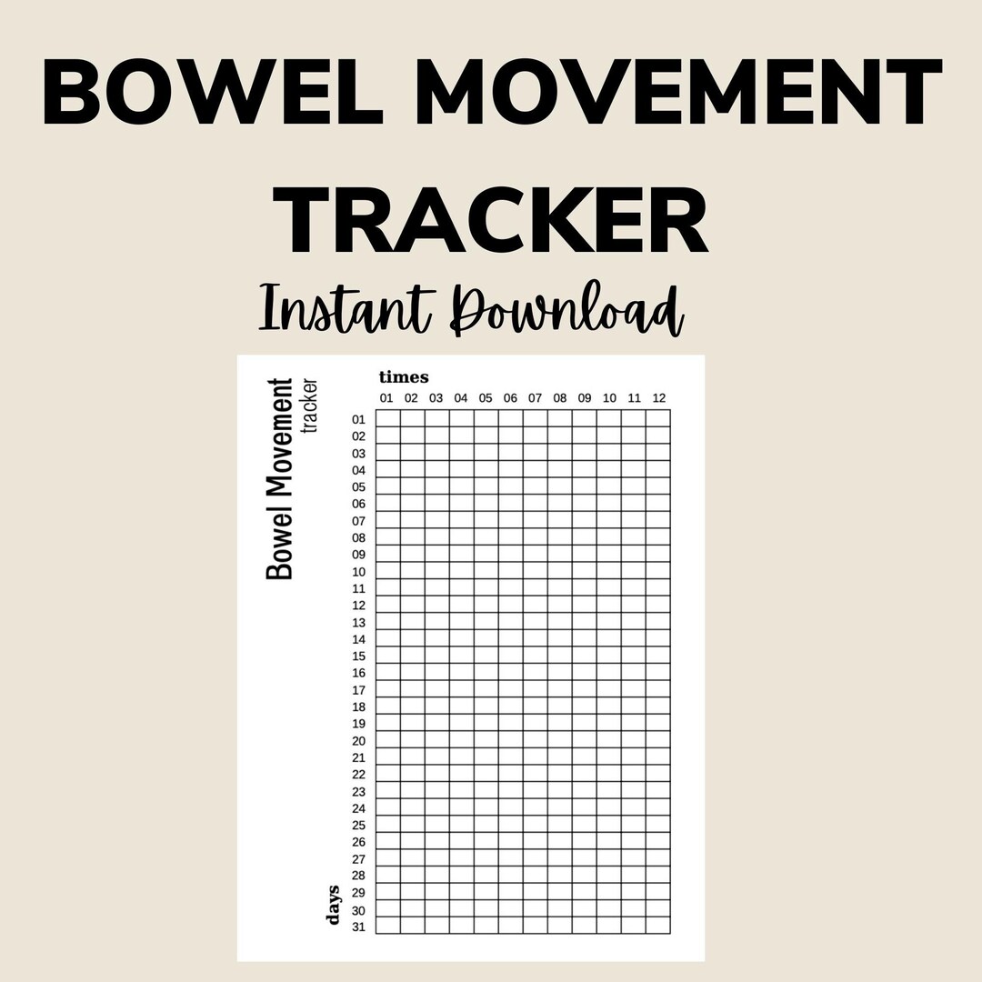 Bowel Movement Tracker Printable Template, Food Sensitivity Journal ...