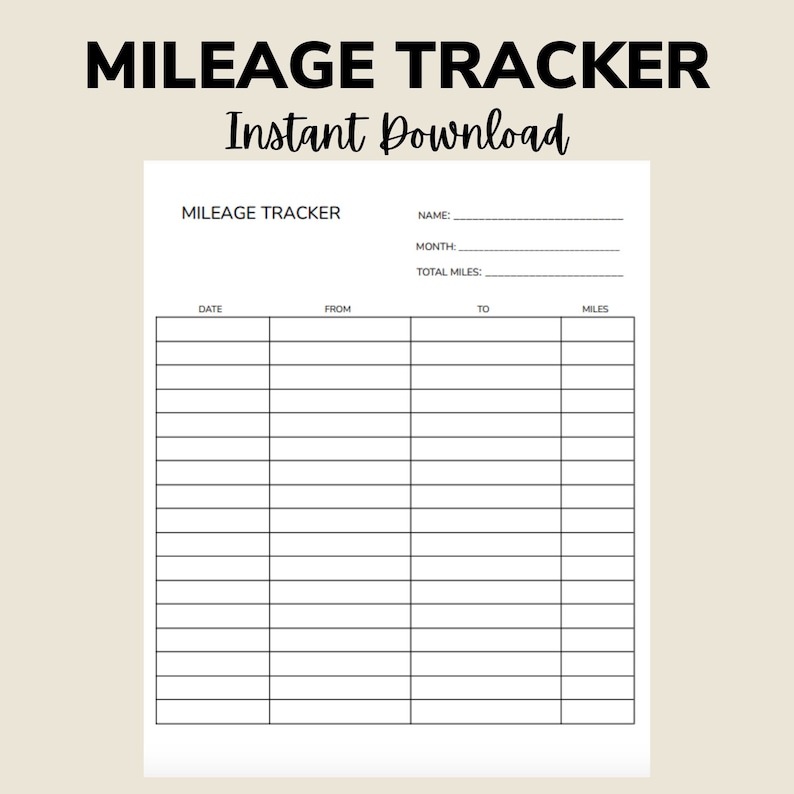 Mileage Tracker Printable, Work Trip Miles Tracker, Business Mileage ...