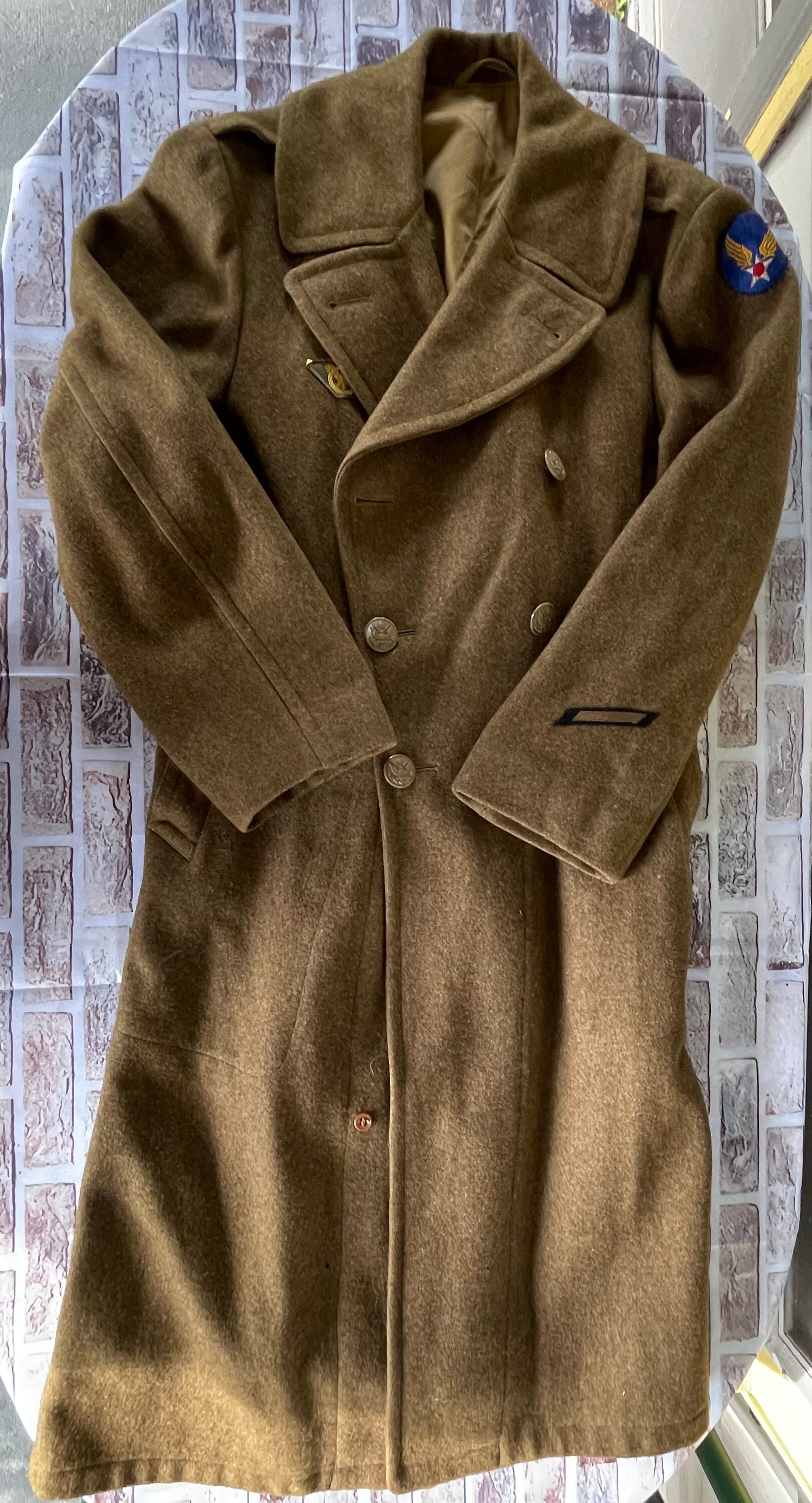 WWII U.S. Army Trench Coat/overcoat Heavy Wool Olive Green Size 38R ...