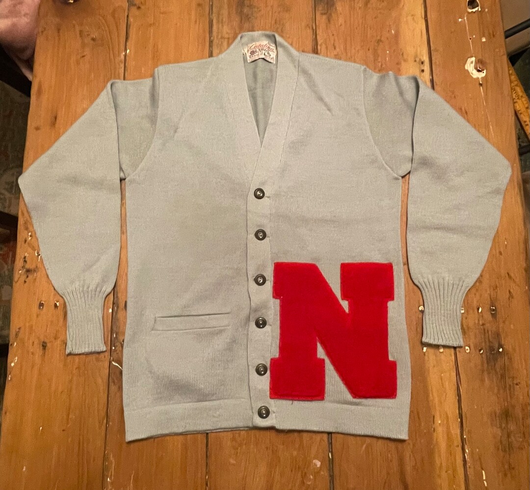 Vintage 1950s Grey Wool Varsity Letter Man Sweater Size Mmade by the ...