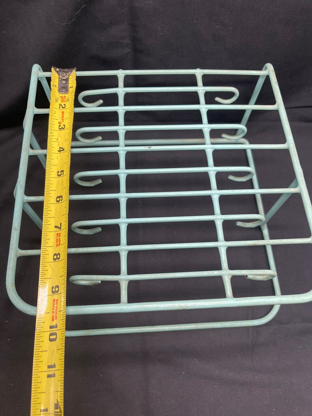 Vintage 1970s Teal Ruber Coated Wire Storage Dish Drying Rack Holds 10 ...