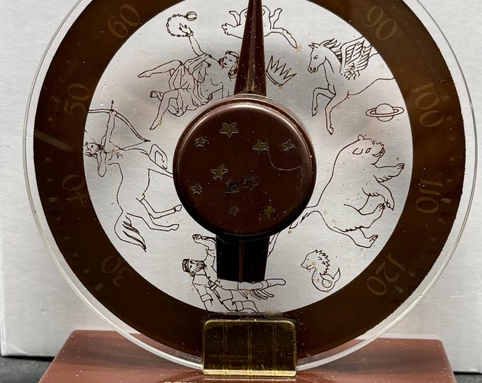 Rare Zodiac Art Deco Thermometer Brown MCM Acrylic Advertising Schmidt ...