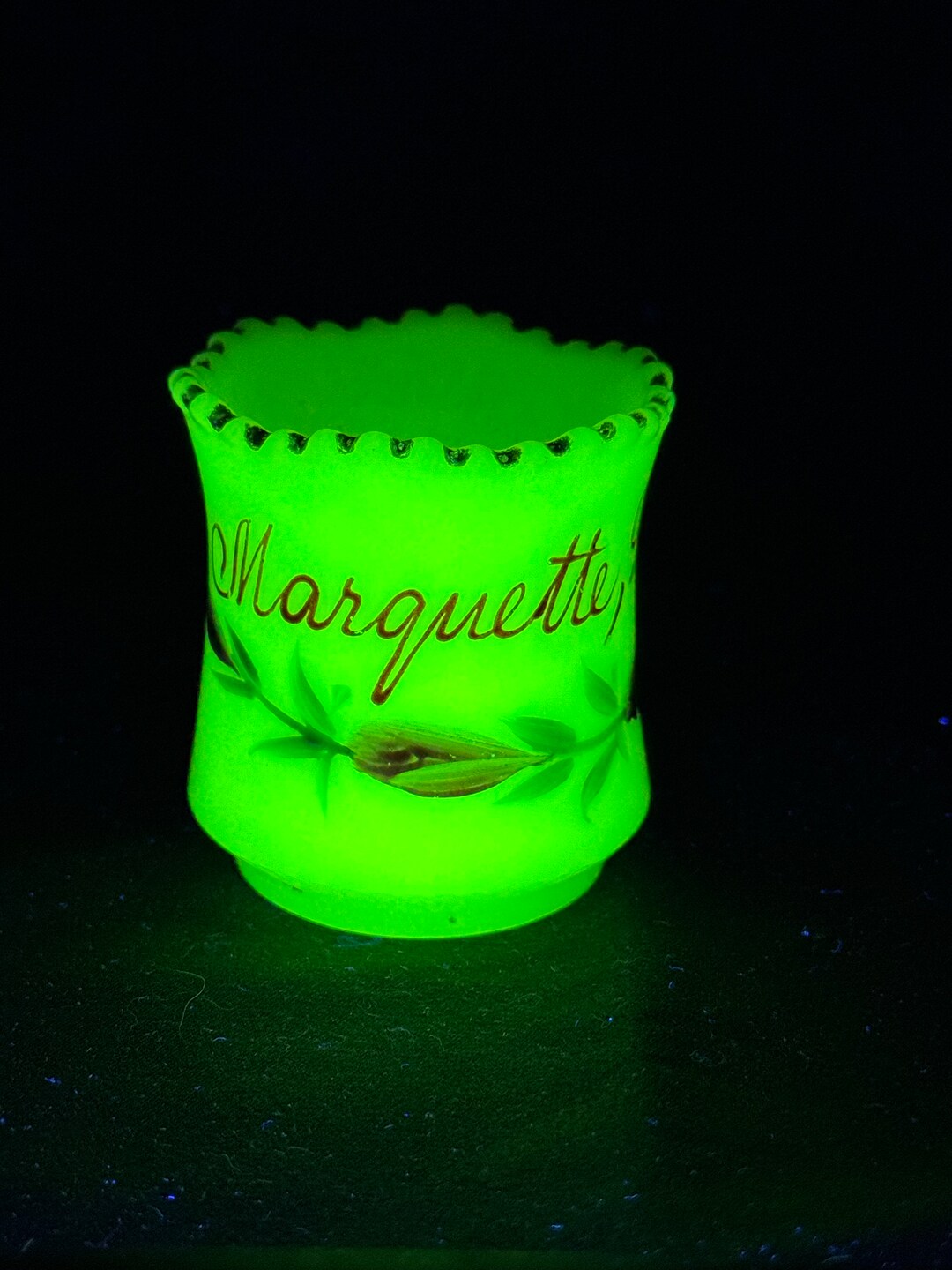 Vintage Souvenir Custard Uranium Glass Toothpick Holder From Marquette ...