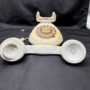 Vintage Microtel Desk Phone Model 964 " the Gatsby " White Gold Retro ...
