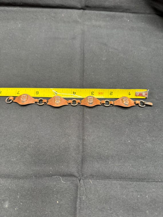 Vintage Copper Comedy and Tragedy Theater Mask Brace… - Gem
