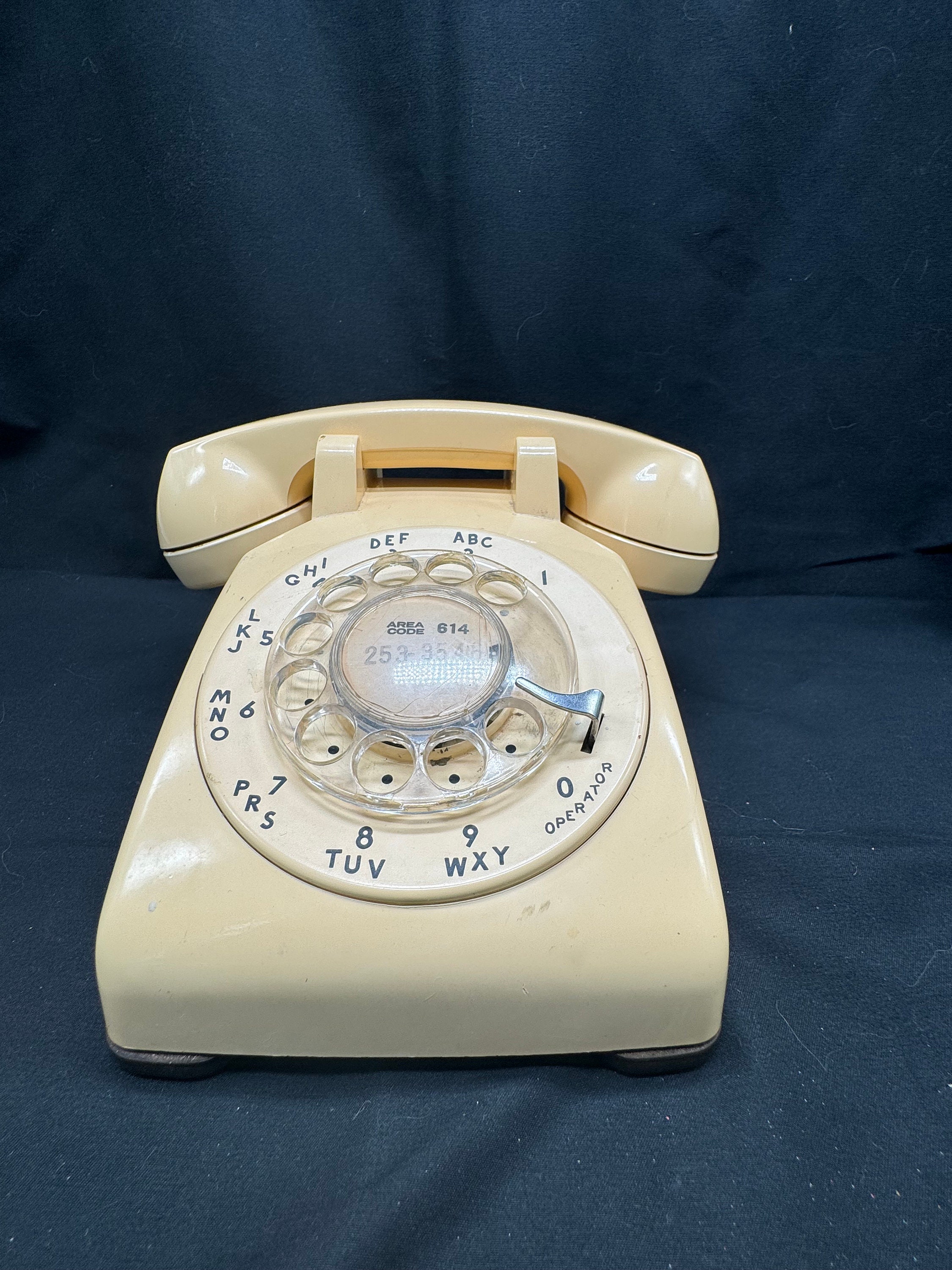 Vintage Bell System Yellow Rotary Dial Desk Phone Western Electric CS ...