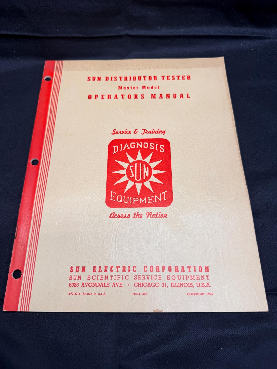Vintage 1949 Sun Tester Diagnostics Equipment Instruction Manual Book ...