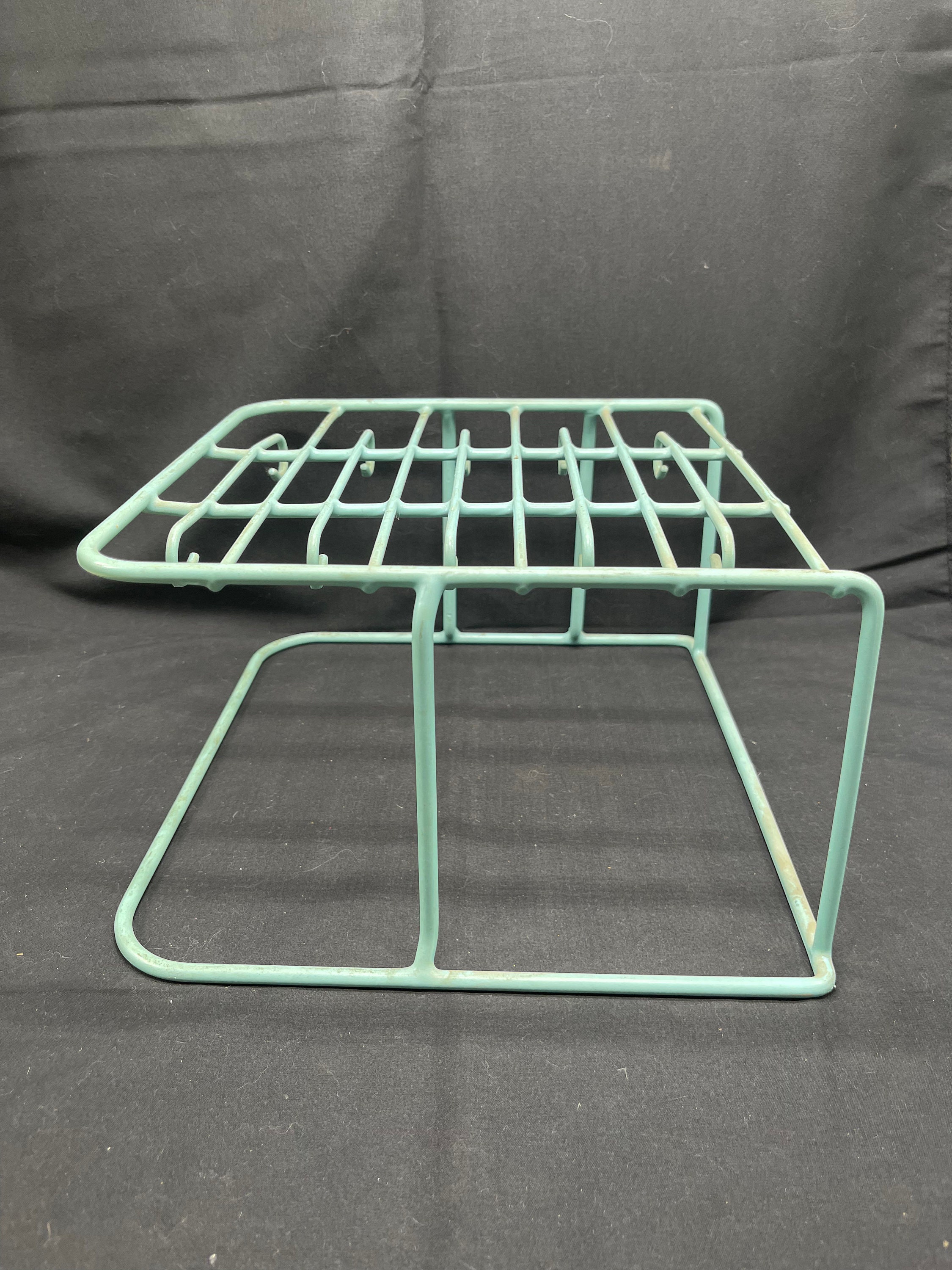 Vintage 1970s Teal Ruber Coated Wire Storage Dish Drying Rack Holds 10 ...