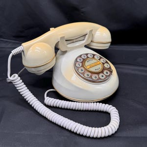 Vintage Microtel Desk Phone Model 964 " the Gatsby " White Gold Retro ...