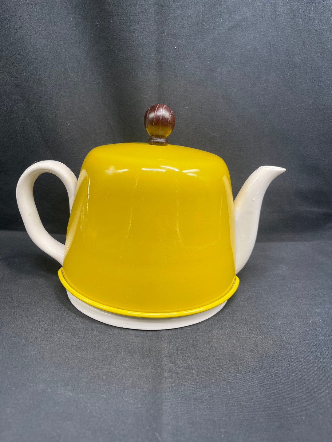 Vintage MCM Danish Teapot With Yellow Aluminum Metal Insulated Sleeve ...