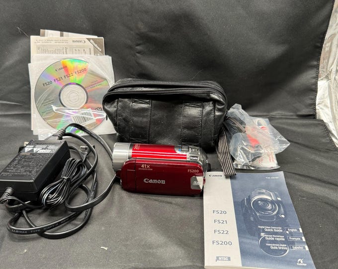 Vintage Red Canon FS200 Digital Camcorder With Accessories - Etsy