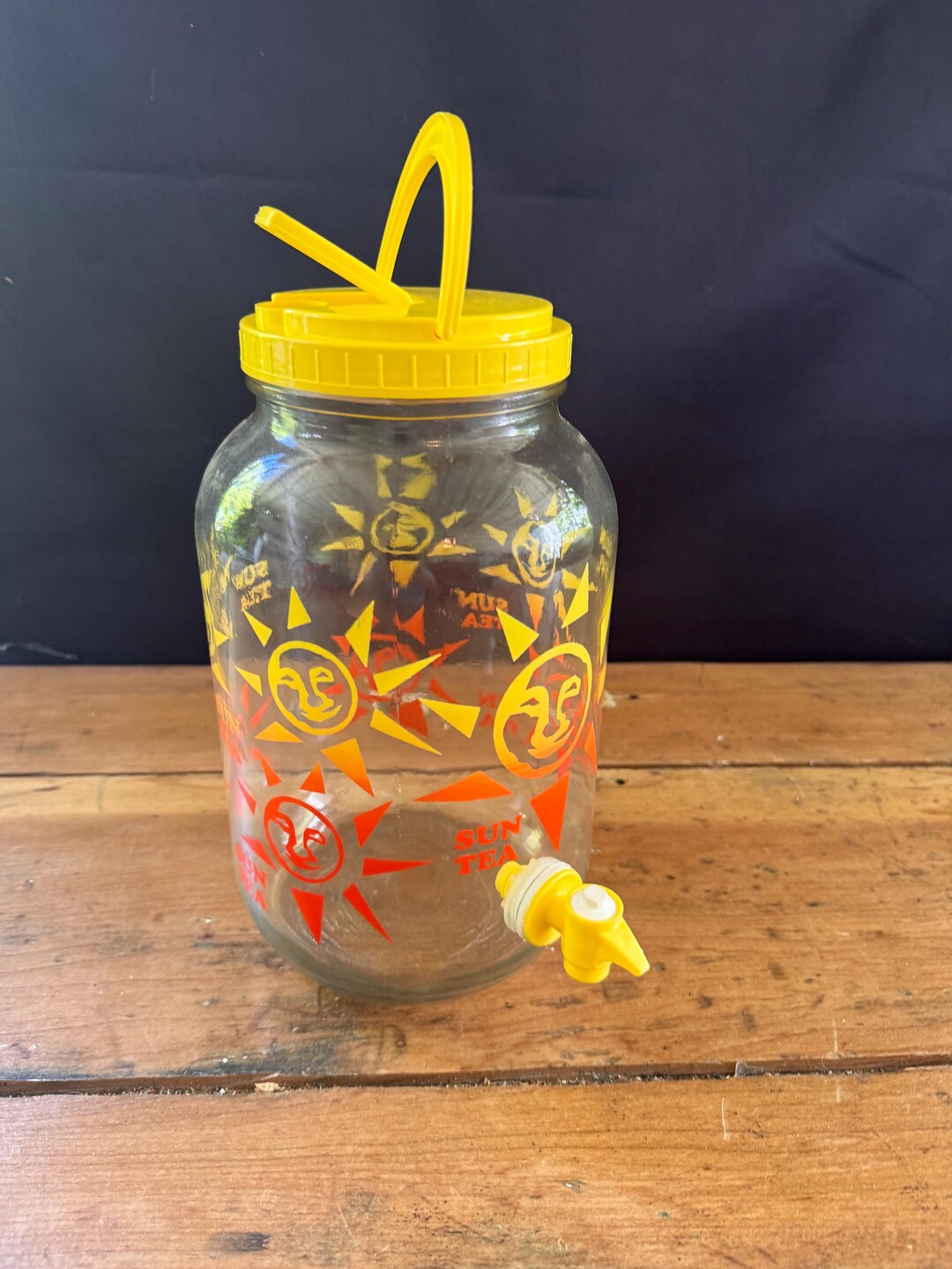 Vintage LIPTON Sun Tea Gallon Glass Jar Jug Sunburst Yellow Lid - Etsy