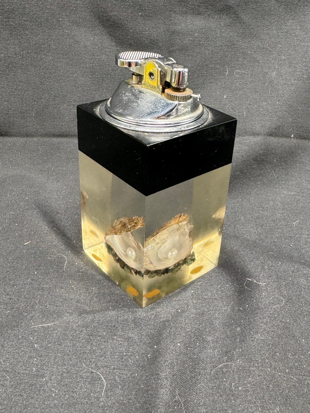 Vintage 1960s-70s Lucite Table Lighter With Oyster Shell and Pearl ...