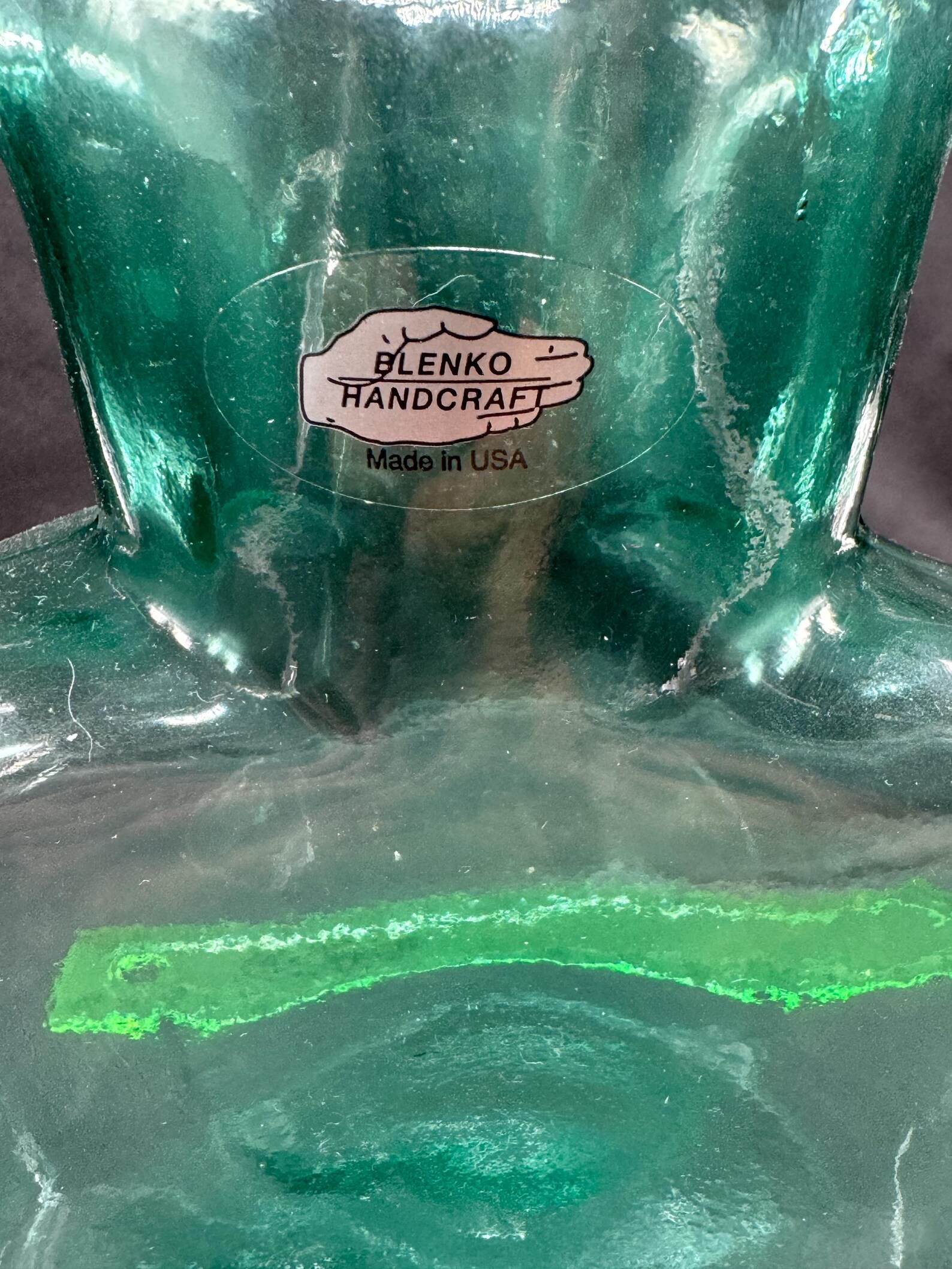 Vintage Blenko Double Spout Teal Pitcher Classic Hand Blown Blenko ...