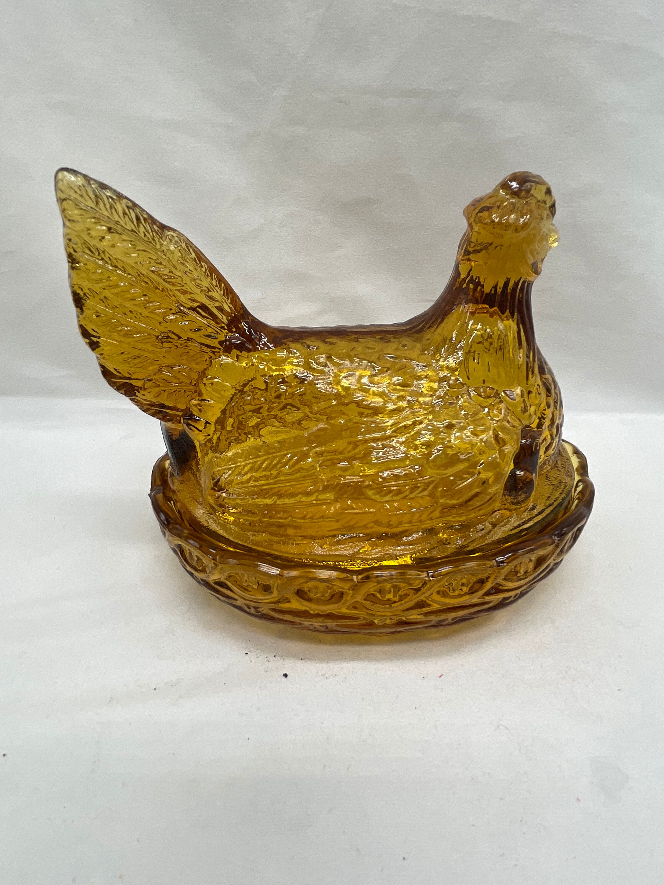Vintage LE Smith Light Amber Hen on Nest - Etsy