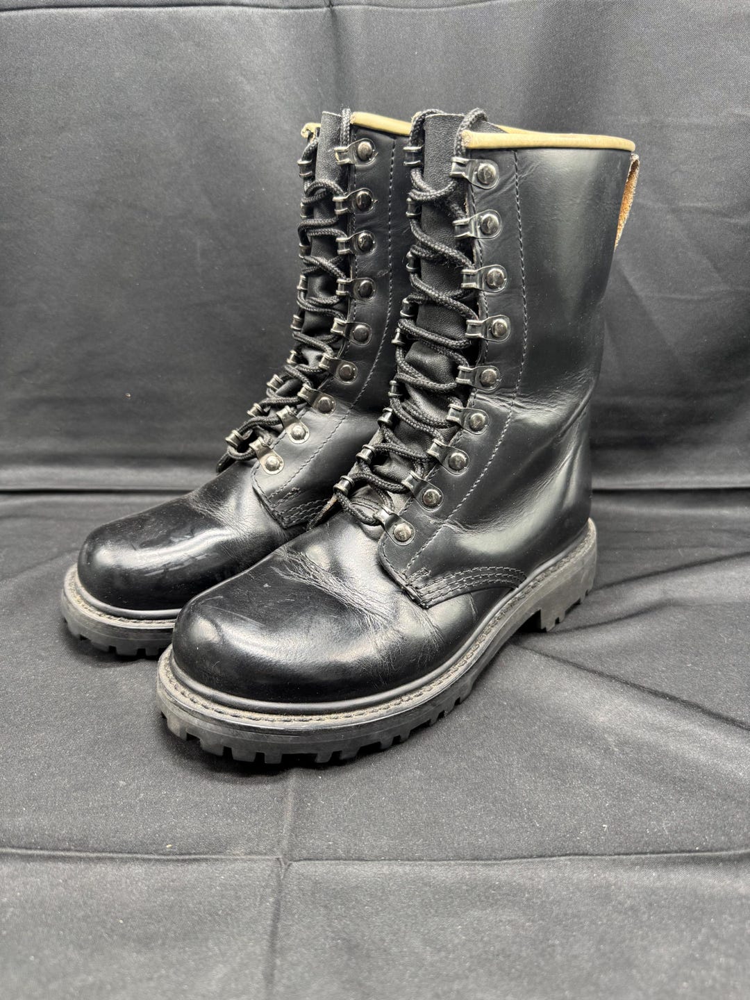 Vintage German Military Issued Black Leather Combat Boots Echtes Leder ...