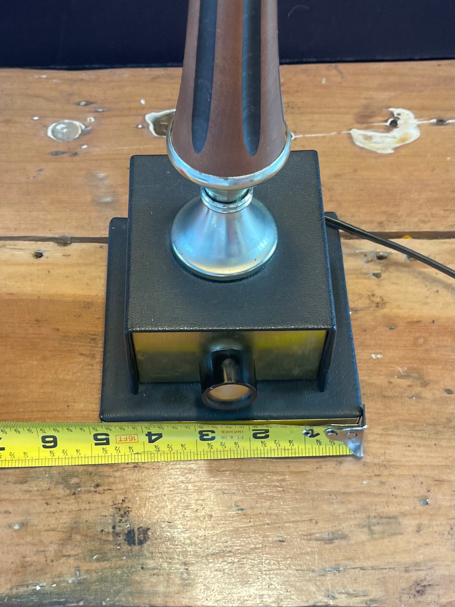 Vintage Mid Century Modern Sleek Wood and Metal Table Lamp With Dimmer ...