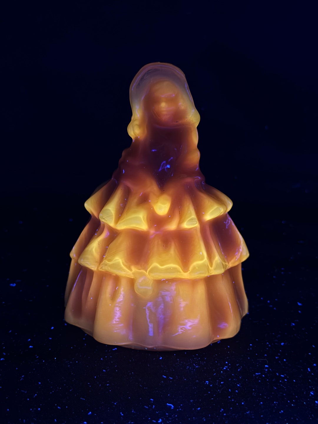 Vintage Boyds Orange Cadmium Glass "louise" Colonial Lady Figurine - Etsy