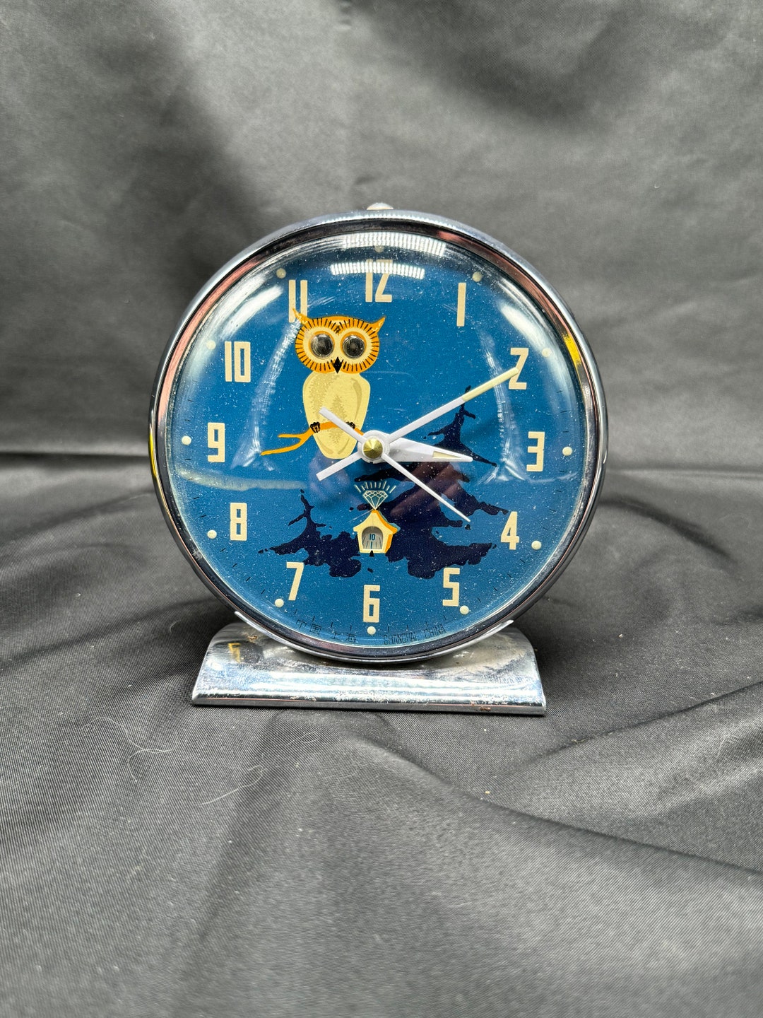Vintage UV Reactive Old Diamond Shanghai China Wind-up Owl Moving Eyes ...