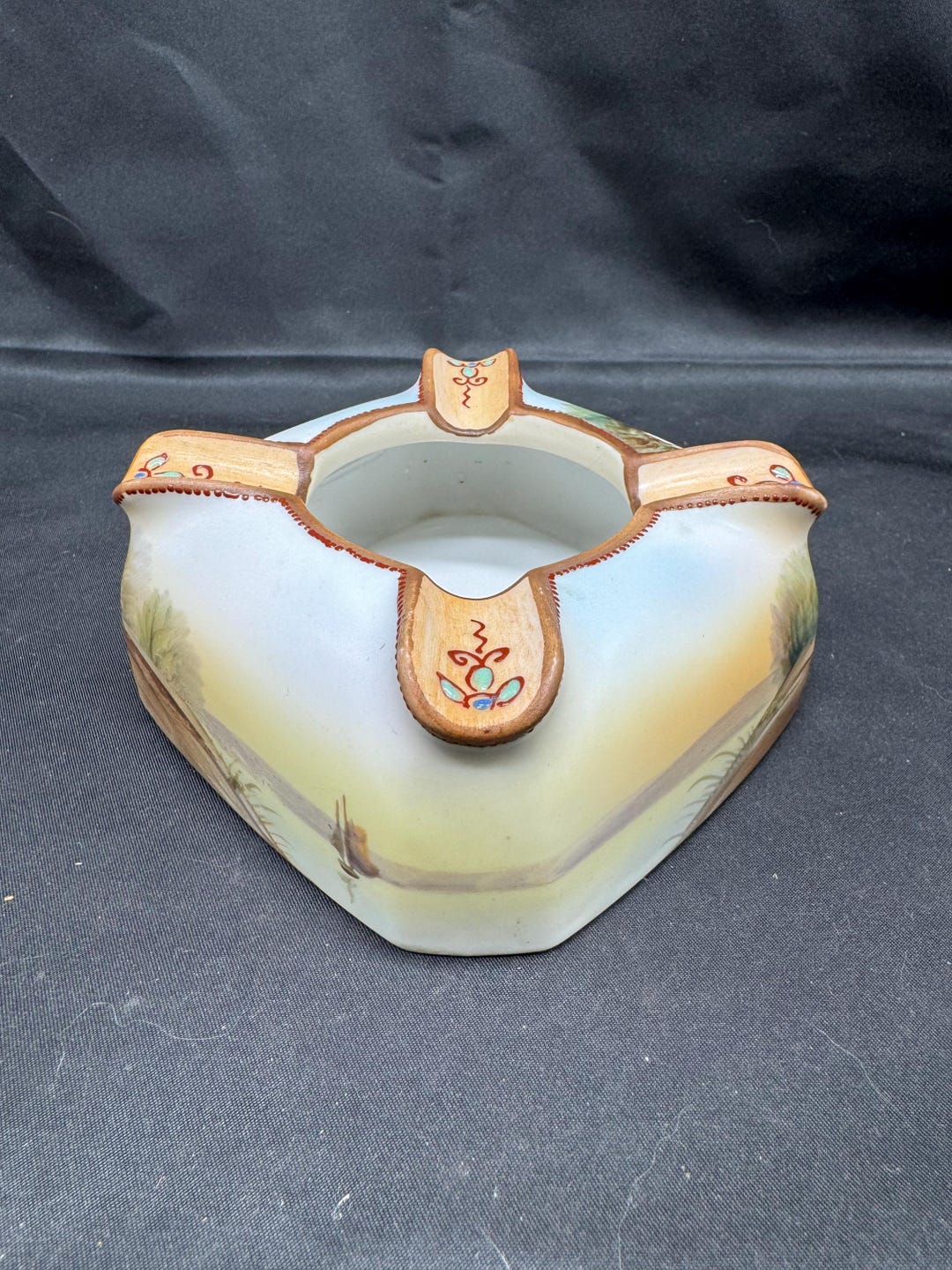 Vintage NIPPON Hand Painted Porcelain Ashtray Asian Design Japan Crown ...