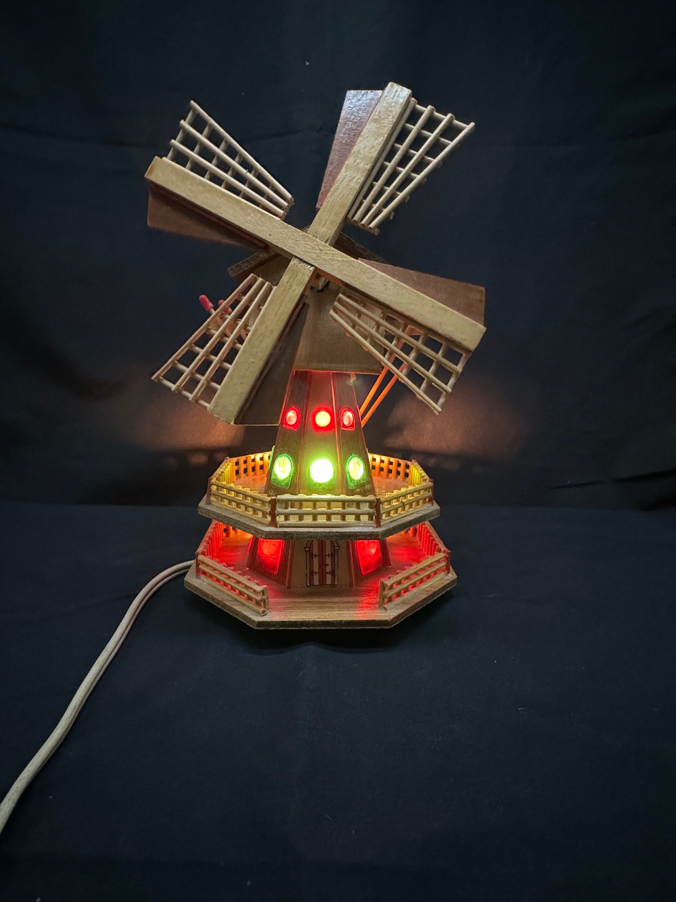 Vintage Windmill Music Box (1960s) Night Light Wooden Vintage Windmill Music Box (1960s) Night Light Wooden