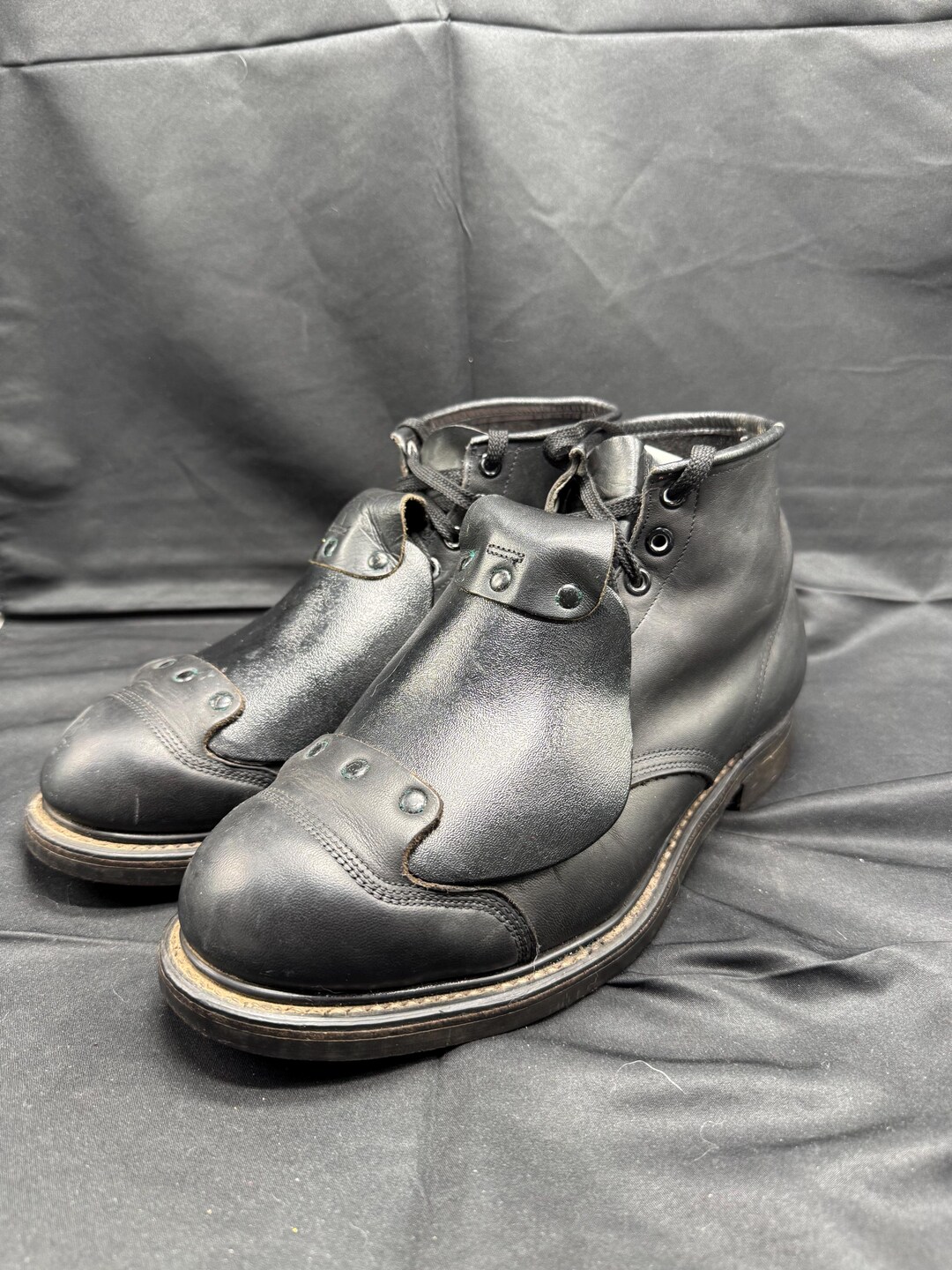 Vintage Mens Black Leather Safety Boots Workwear Lace Guard Size 8 - Etsy