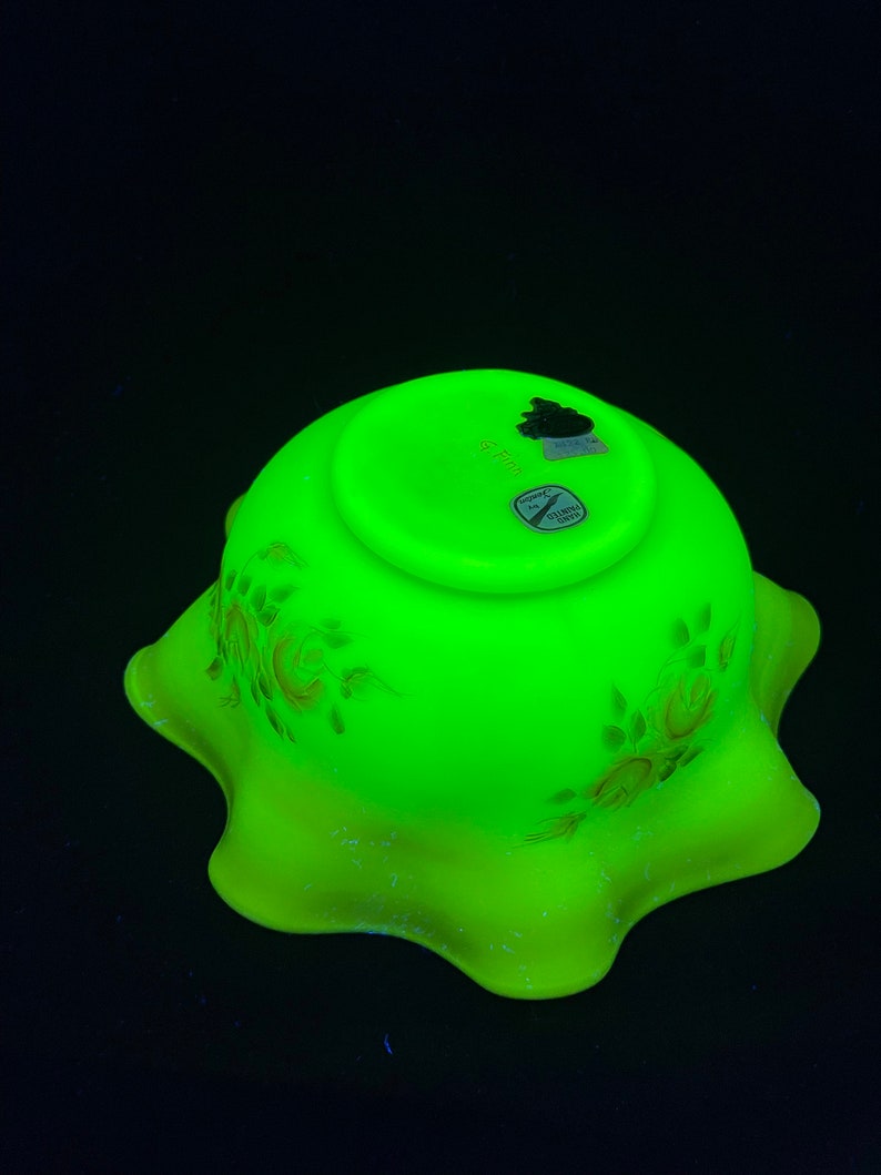 Vintage Fenton Rose Burmese Art Uranium Glass Bowl Hand - Etsy