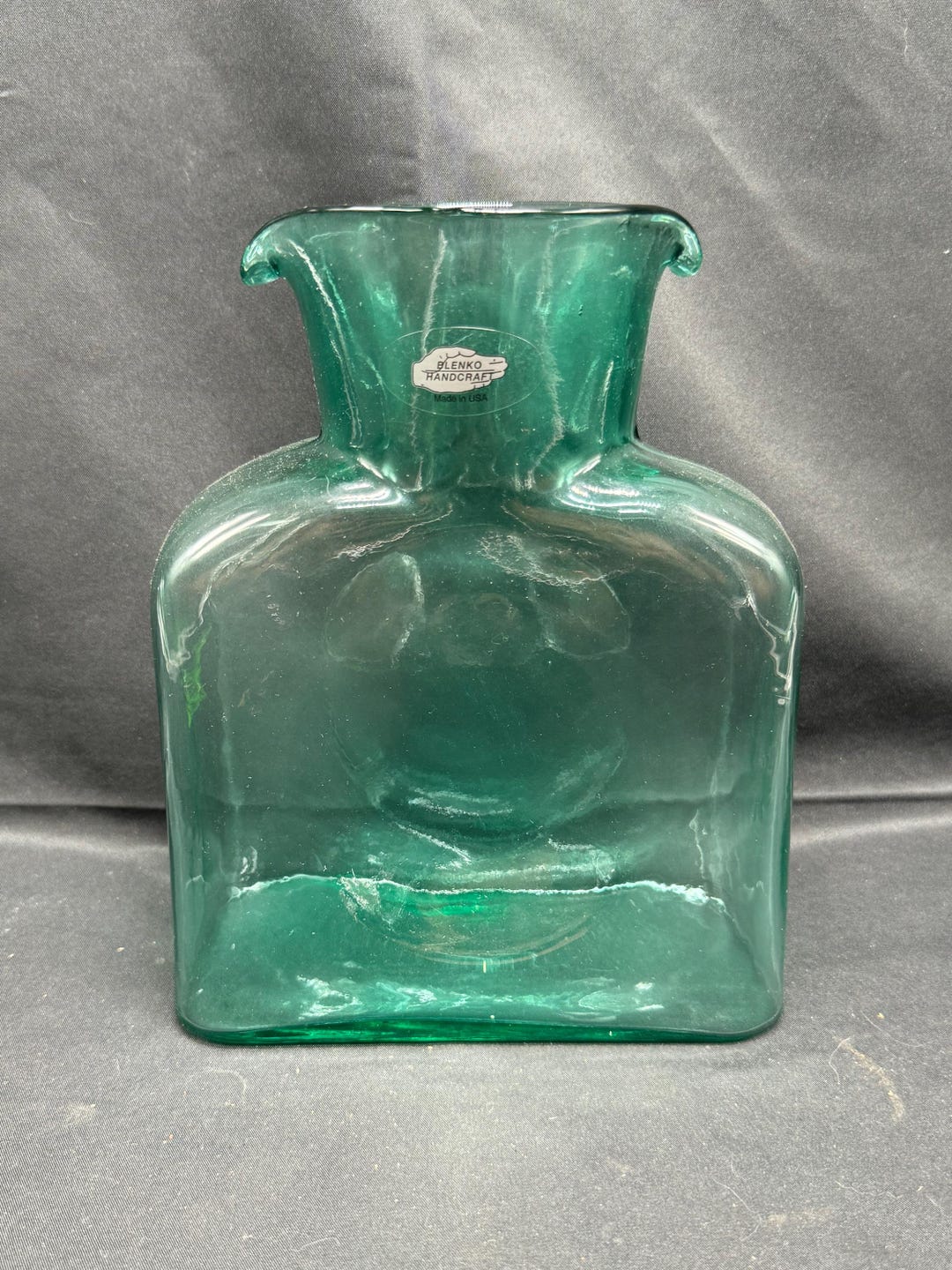 Vintage Blenko Double Spout Teal Pitcher Classic Hand Blown Blenko ...